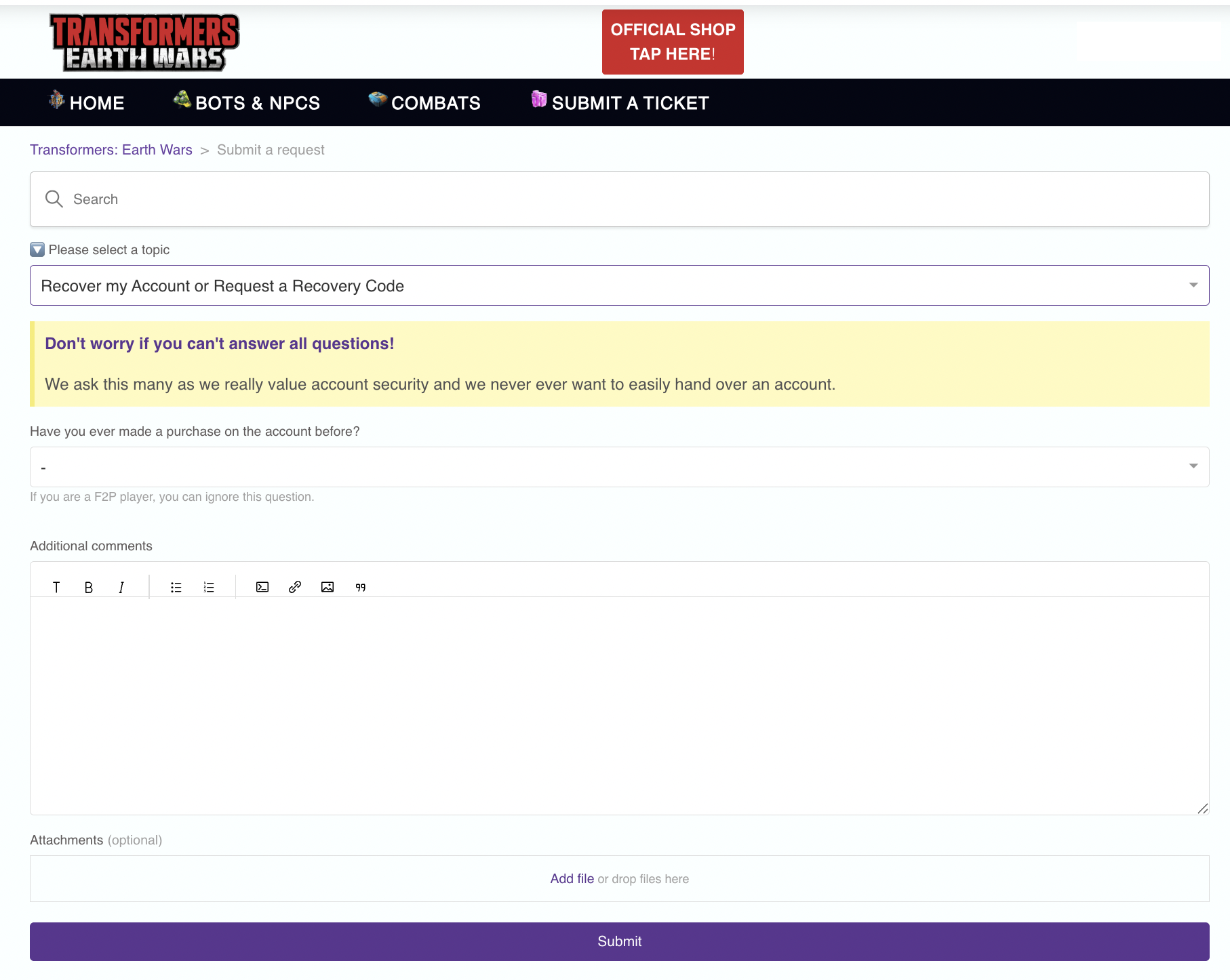 How to restore or recover my account – Transformers: Earth Wars